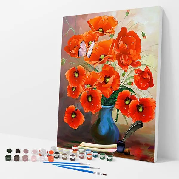 Red Poppy Kit - Paint By Numbers - Home Craftology